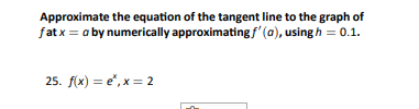 Solved Approximate the equation of the tangent line to the | Chegg.com