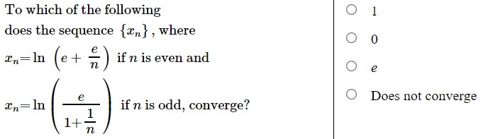 Solved To which of the following does the sequence {xn}, | Chegg.com