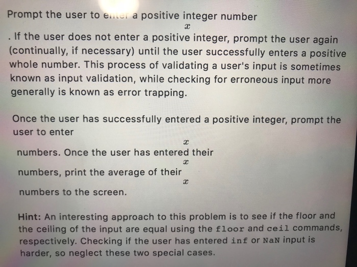Solved Prompt the user to ee a positive integer number If | Chegg.com