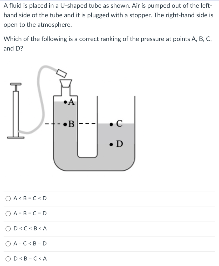 Solved A fluid is placed in a U-shaped tube as shown. Air is | Chegg.com