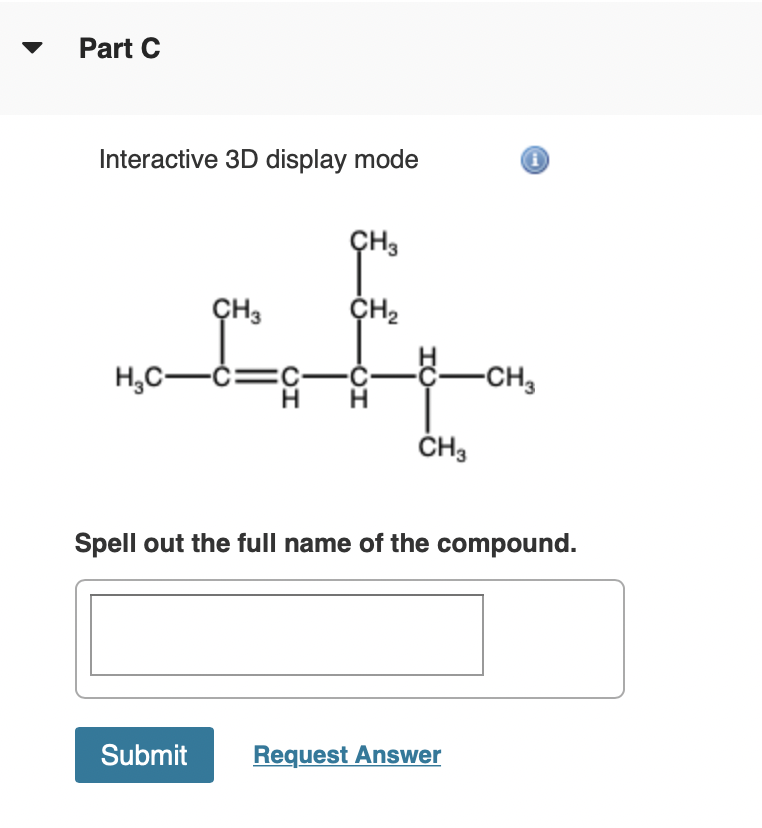 Solved Part A Interactive 3D display mode i H,C=C-G--G-CHE | Chegg.com