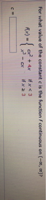 Solved For what value of the constant c is the function f | Chegg.com