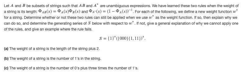 Let A and B be subsets of strings such that AB and A* | Chegg.com