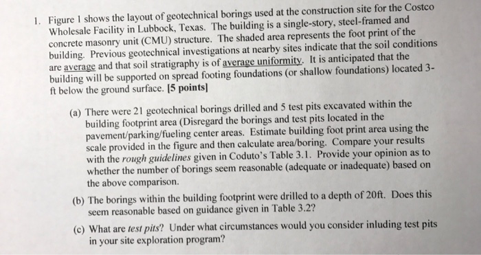 Figure 1 shows the layout of geotechnical borings | Chegg.com