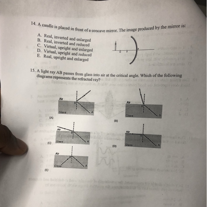 Solved 14. A candle is placed in front concave mirror a | Chegg.com