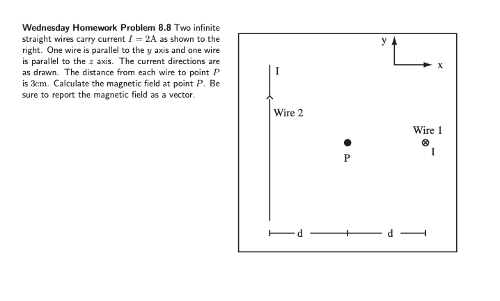 Solved Wednesday Homework Problem 8.8 Two infinite straight | Chegg.com