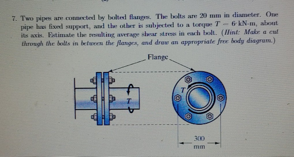Solved 7. Two pipes are connected by bolted flanges. The | Chegg.com