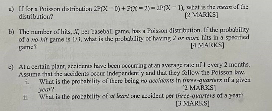 Solved a) If for a Poisson distribution | Chegg.com