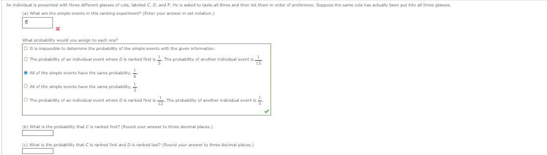 Solved It is impossible to determine the probability of the | Chegg.com