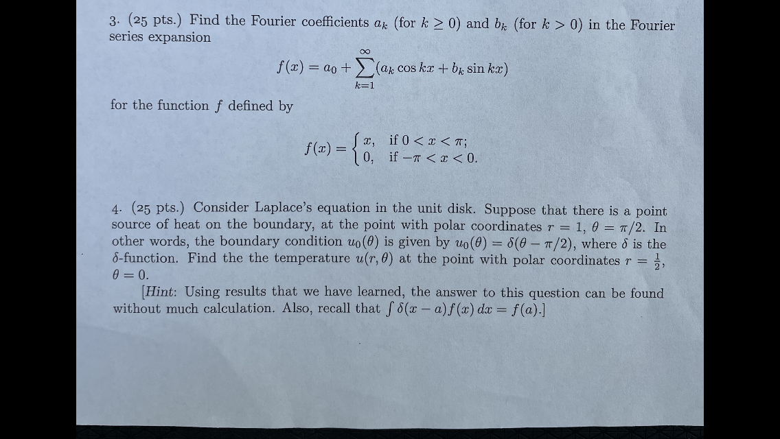 Solved 3 25 Pts Find The Fourier Coefficients Ak For K