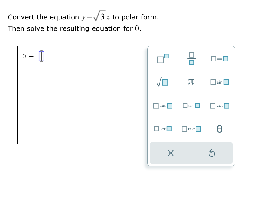 Solved Convert the equation y=32x ﻿to polar form.Then solve | Chegg.com