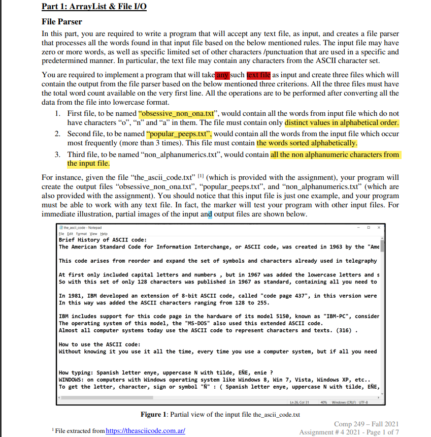 Part 1 Arraylist And File I O File Parser In This