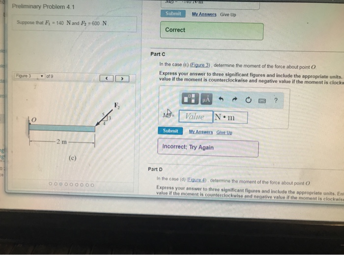 Solved Preliminary Problem 4.1 Submit My Answers Give Up | Chegg.com