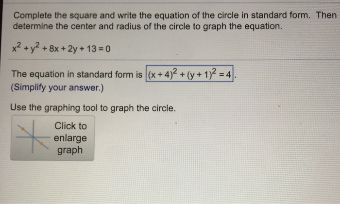 Solved Complete the square and write the equation of the | Chegg.com