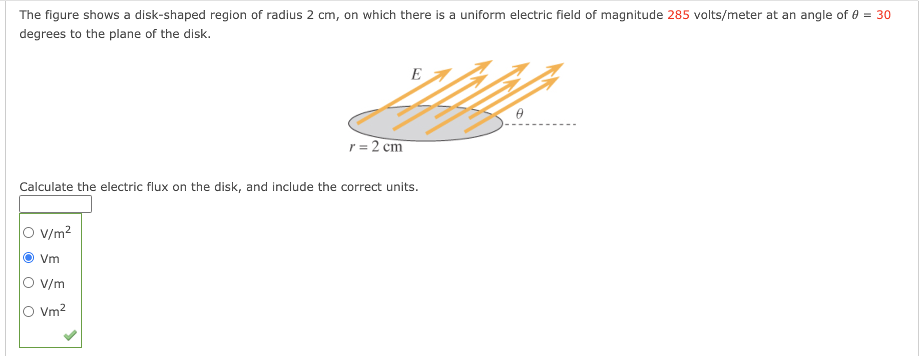 Solved The figure shows a disk-shaped region of radius 2 cm, | Chegg.com
