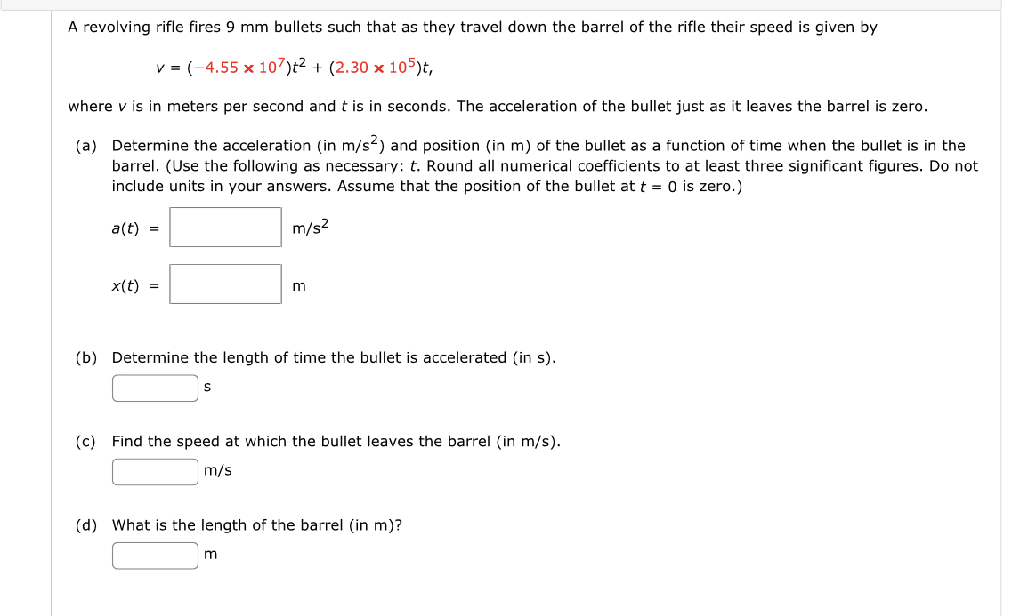 Solved A revolving rifle fires 9mm ﻿bullets such that as | Chegg.com
