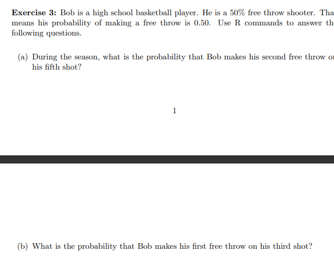 Solved a Exercise 3: Bob is a high school basketball player. | Chegg.com