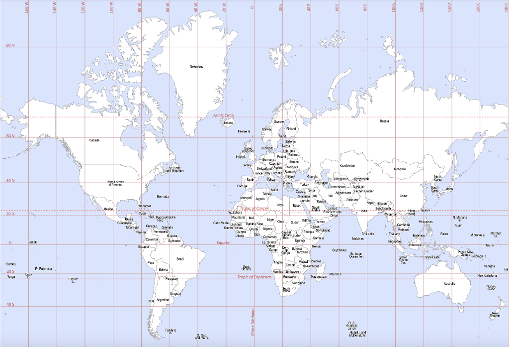 World Political Map With Latitude And Longitude