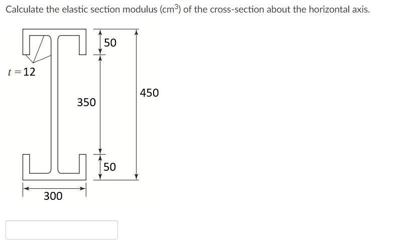 [Solved]: Calculate the elastic section modulus (cm3) of the