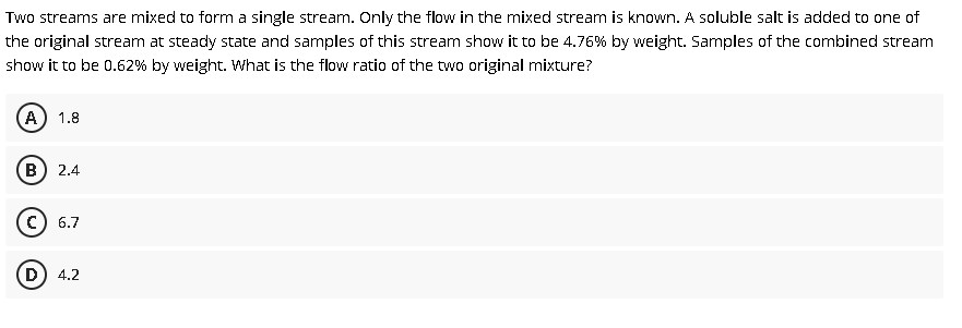 Solved Two streams are mixed to form a single stream. Only | Chegg.com