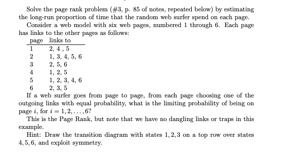 Solved Solve the page rank problem (\#3, p. 85 of notes, | Chegg.com