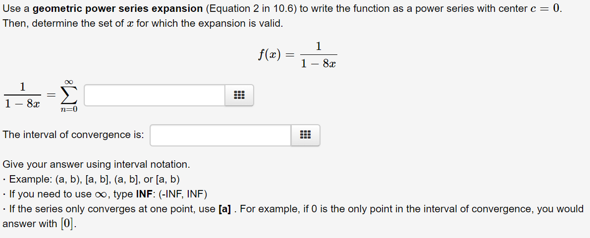 Solved Use a geometric power series expansion (Equation 2 in | Chegg.com