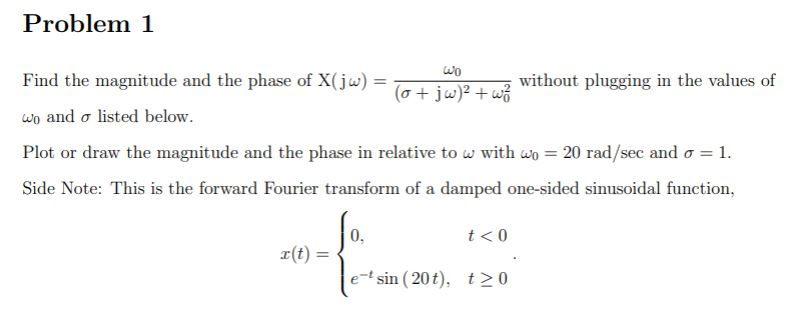Solved Problem 1 وانها Find the magnitude and the phase of | Chegg.com