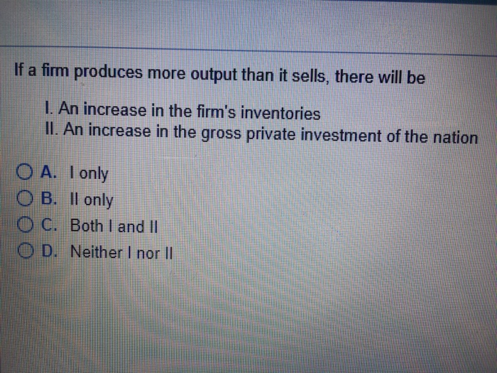 Solved If a firm produces more output than it sells, there | Chegg.com