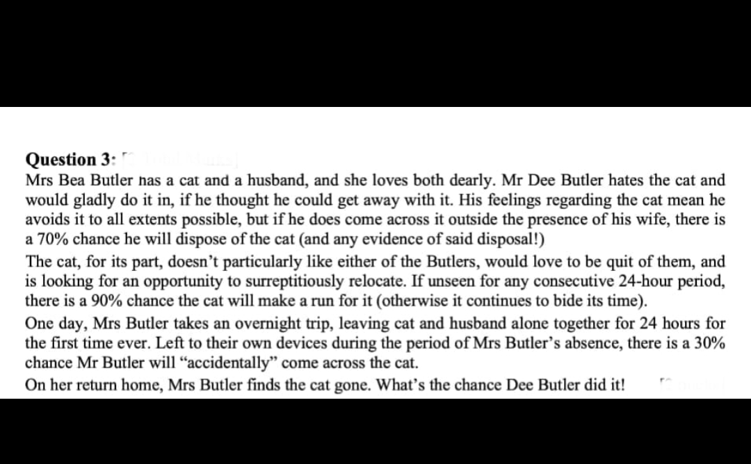 Question 3: Mrs Bea Butler nas a cat and a husband, | Chegg.com
