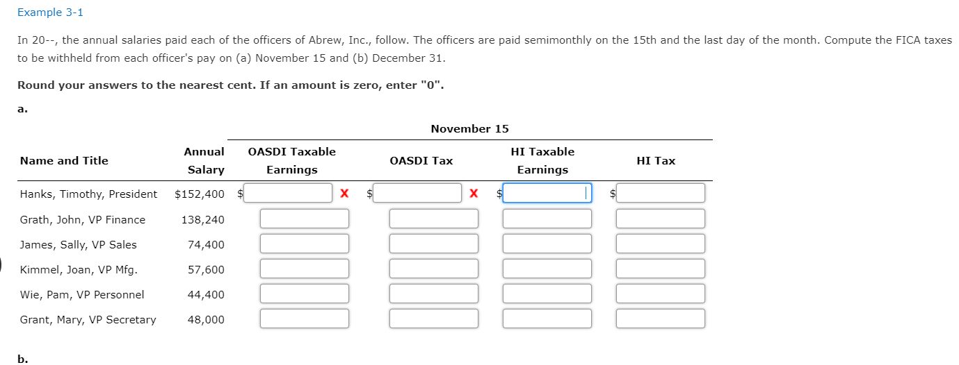 December 31 Name and Title Annual OASDI Taxable | Chegg.com