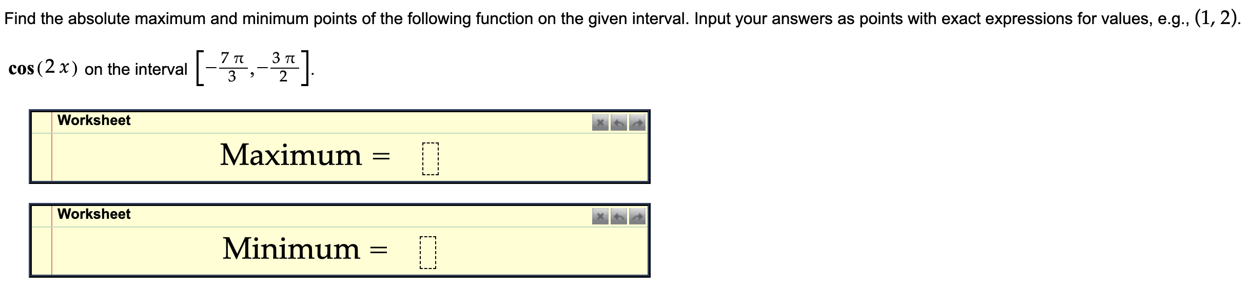Solved Find the absolute maximum and minimum points of the | Chegg.com