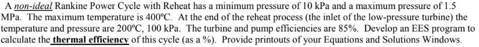 Solved Complete the problem using the EES program. ( | Chegg.com