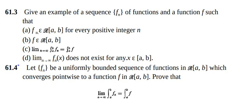Solved 61.3 Give an example of a sequence {fr} of functions | Chegg.com