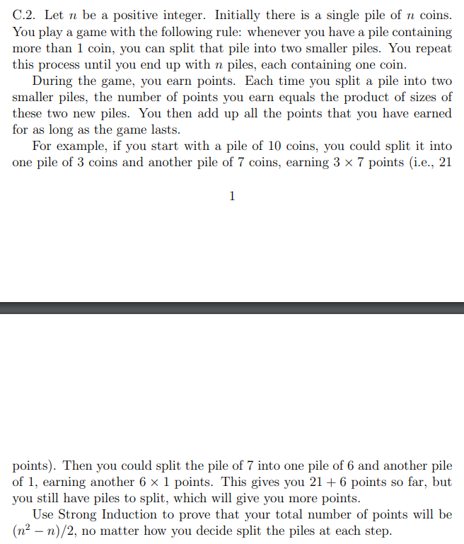 Solved C.2. Let n be a positive integer. Initially there is | Chegg.com