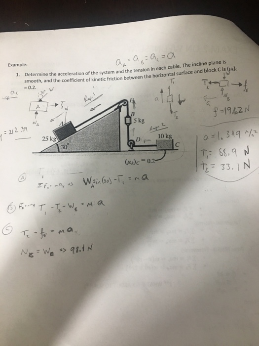 Solved acceleration of the system and the tension in each | Chegg.com