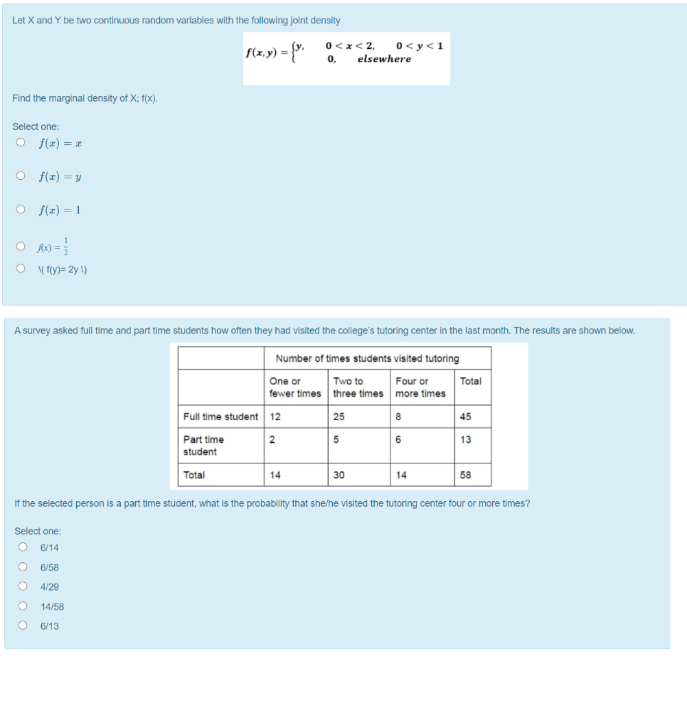 Solved Let X and Y be two continuous random variables with | Chegg.com