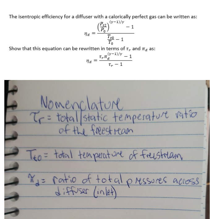 Solved The isentropic efficiency for a diffuser with a | Chegg.com
