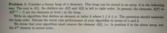 Solved Problem 1: Consider a binary heap of n elements. This | Chegg.com