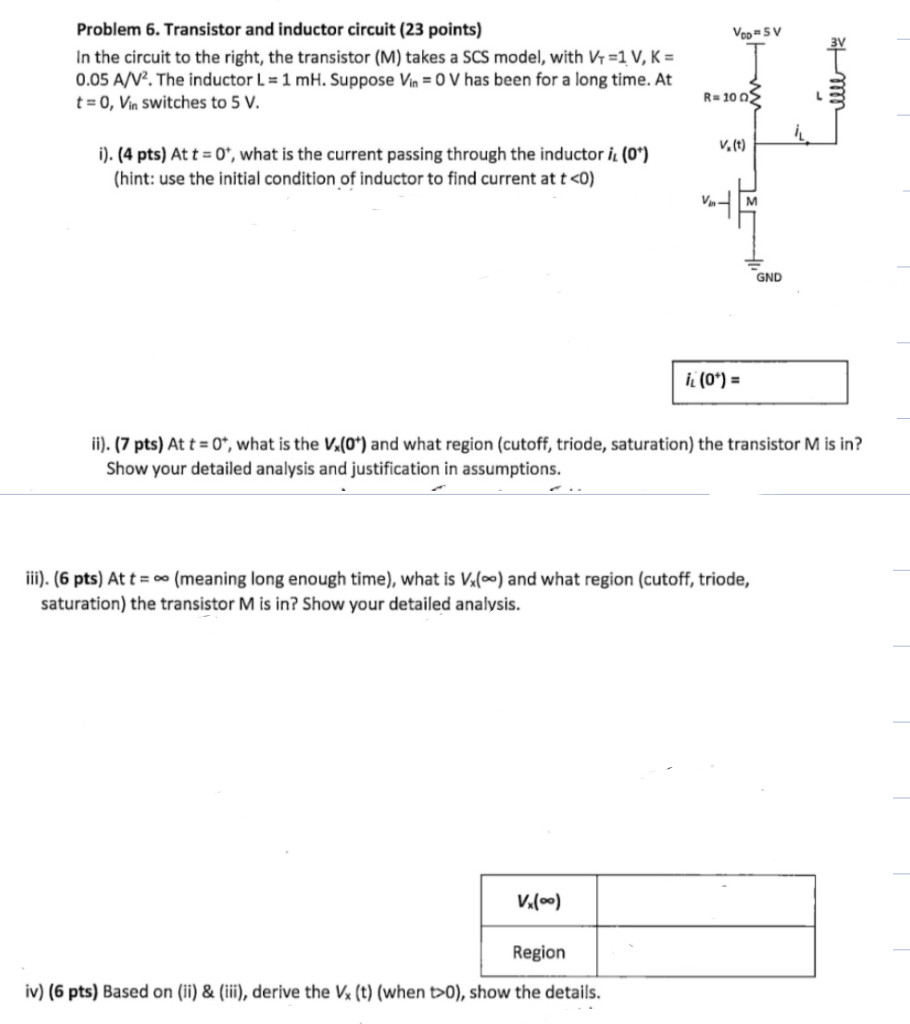 Solved Problem 6. ﻿Transistor and inductor circuit ( 23 | Chegg.com