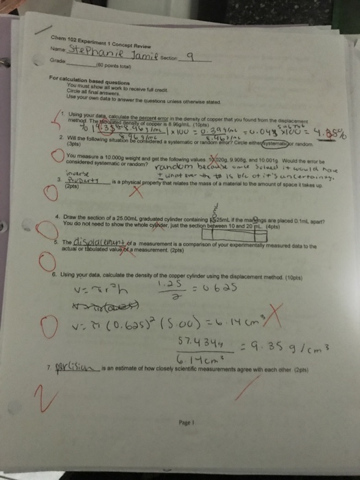Solved Chem 102 Experiment 1 Concept Review poires total For | Chegg.com
