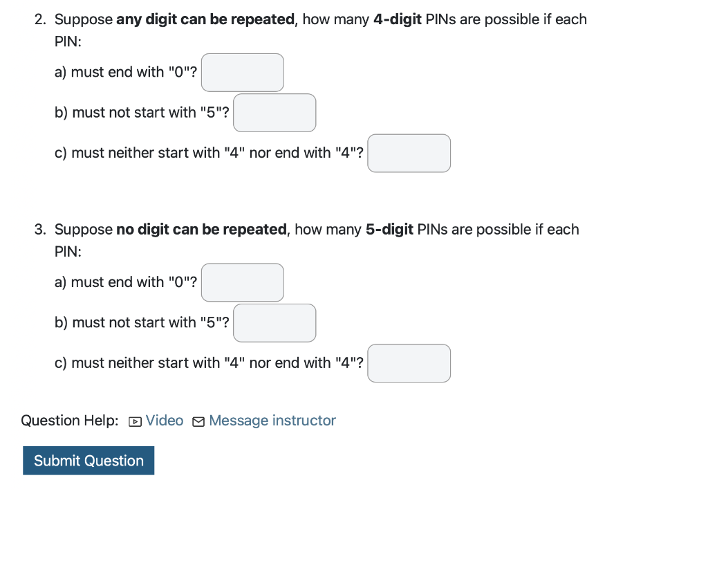 Solved A four or five-digit PIN is to be selected from the | Chegg.com