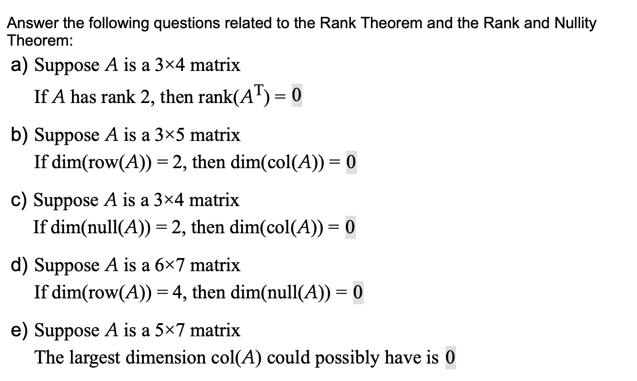 Solved Answer the following questions related to the Rank | Chegg.com