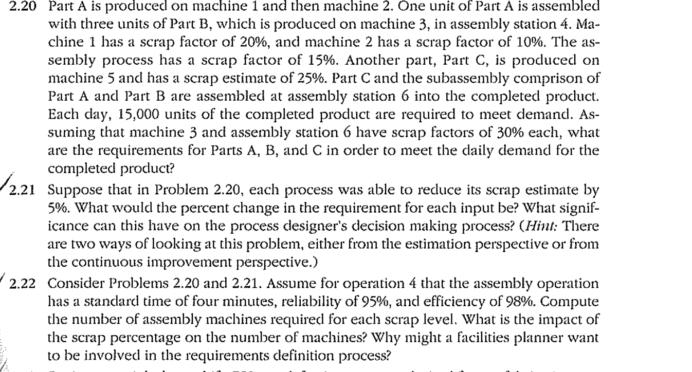 Solved 2.20 Part A is produced on machine 1 and then machine | Chegg.com