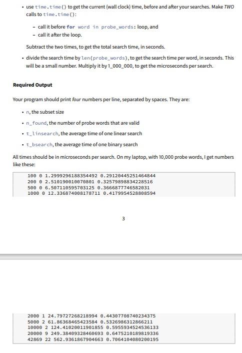 Solved 3. Write a program search_times.py which uses two | Chegg.com