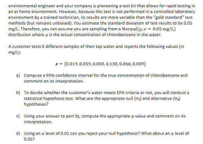 Solved Chlorobenzene is a potential chemical groundwater | Chegg.com