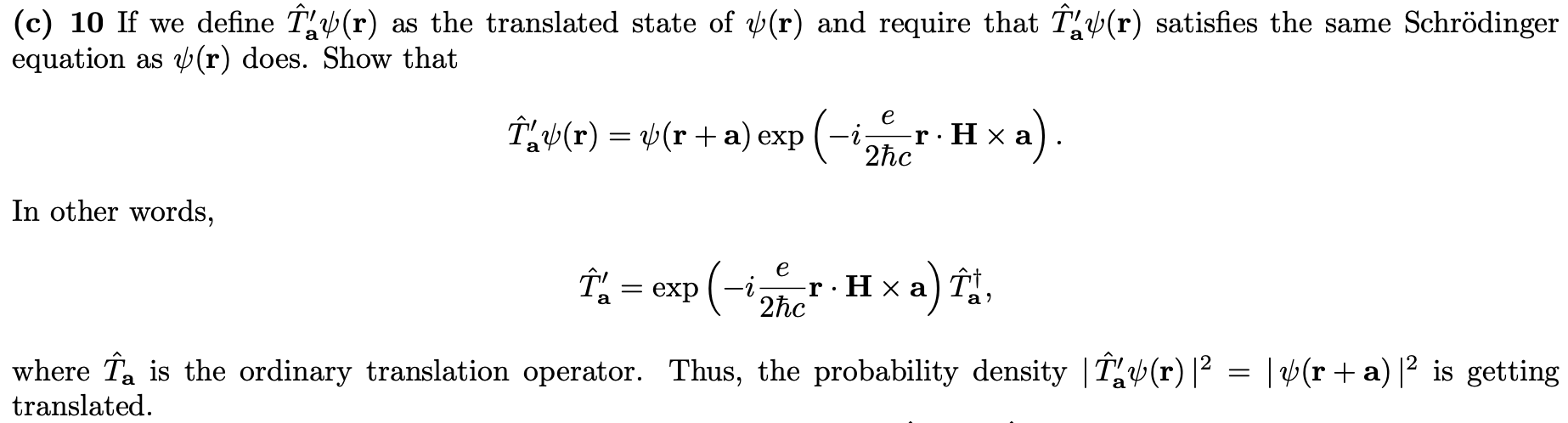 Solved Ex.1 Magnetic translation operator Consider an | Chegg.com