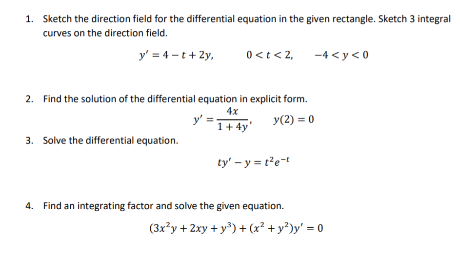 Solved 1. Sketch the direction field for the differential | Chegg.com