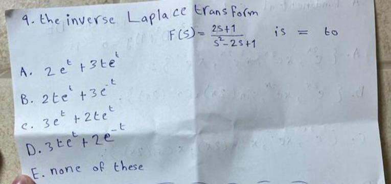 Solved 9. the inverse Laplace transform F(s)=s2−2s+12s+1 is | Chegg.com