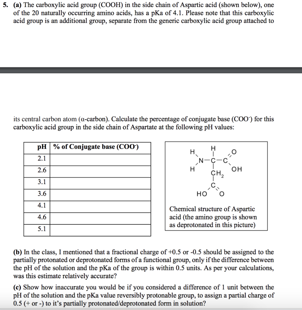 5. (a) The carboxylic acid group (COOH) in the side | Chegg.com
