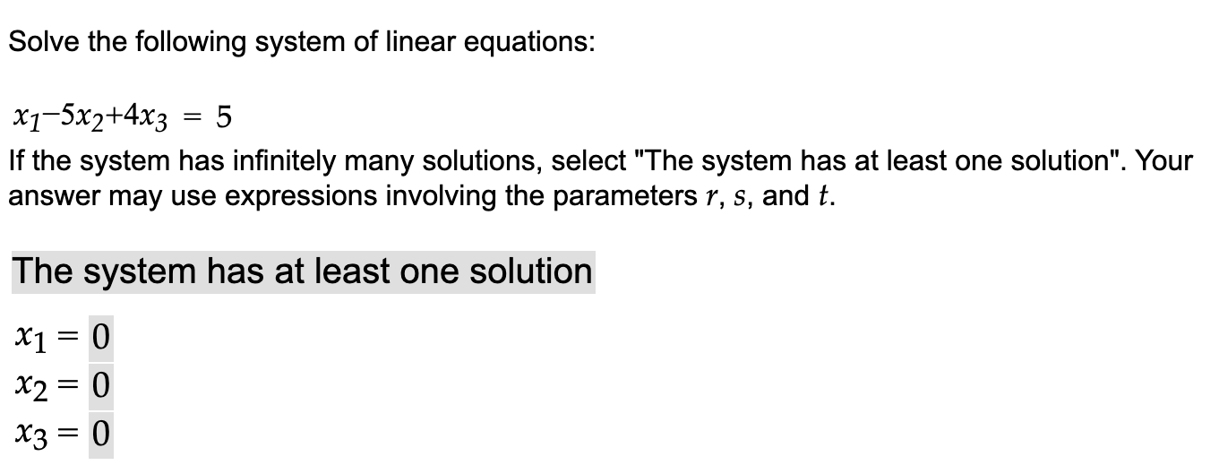 Solved Solve the following system of linear | Chegg.com
